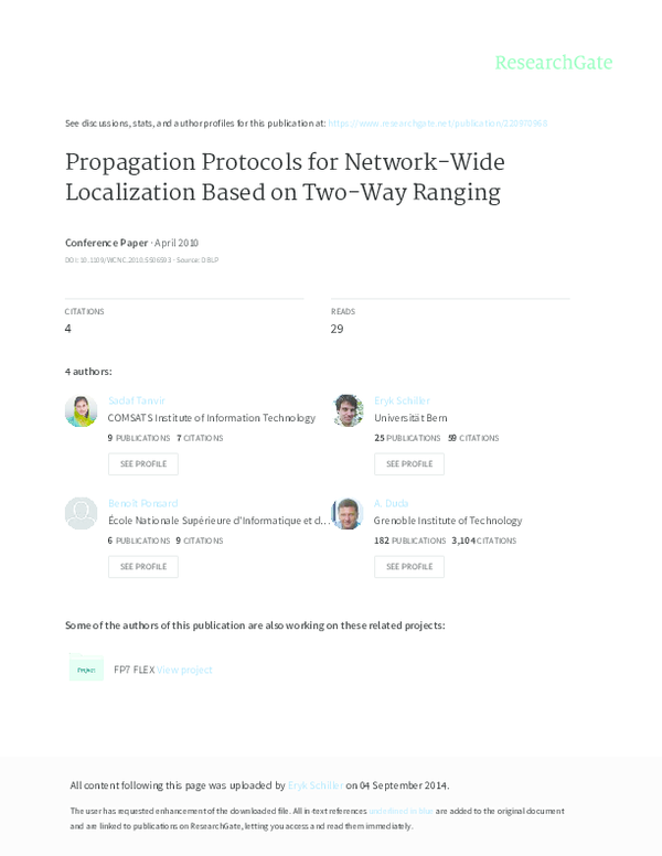(PDF) Propagation Protocols for Network-Wide Localization Based on Two ...