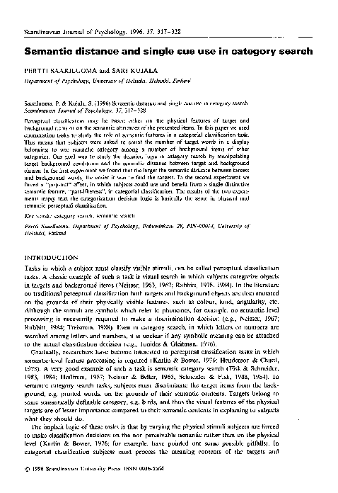 (PDF) Semantic Distance and Single Cue Use In Category Search