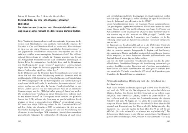 (PDF) Fremd-Sein in der staatssozialistischen Diktatur. Zu historischen ...