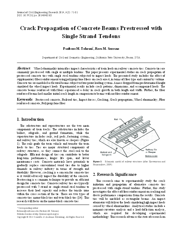 (PDF) Crack Propagation of Concrete Beams Prestressed with Single ...