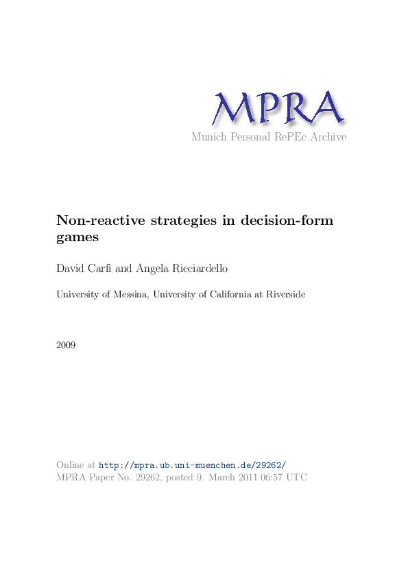 (PDF) Non-reactive strategies in decision-form games