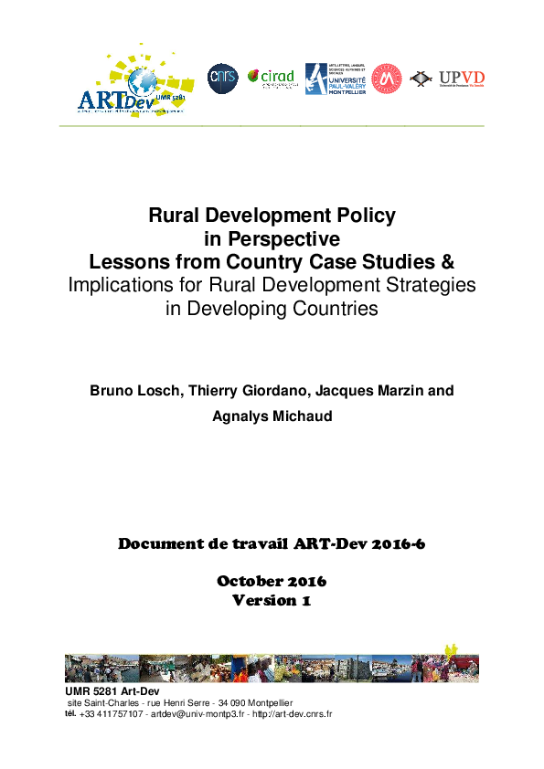 (PDF) Rural Development Policy in Perspective Lessons from Country Case ...