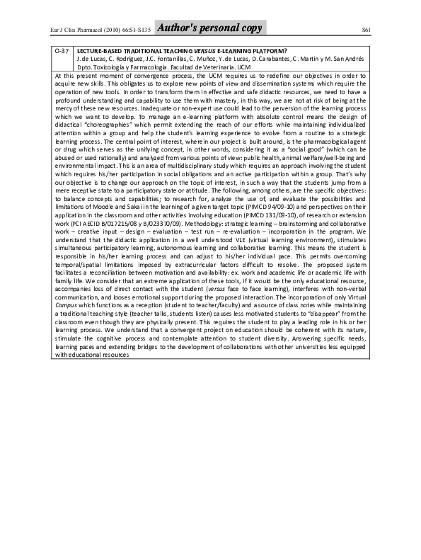 (PDF) Lecture-Based traditional Teaching versus E-Learning Platform?