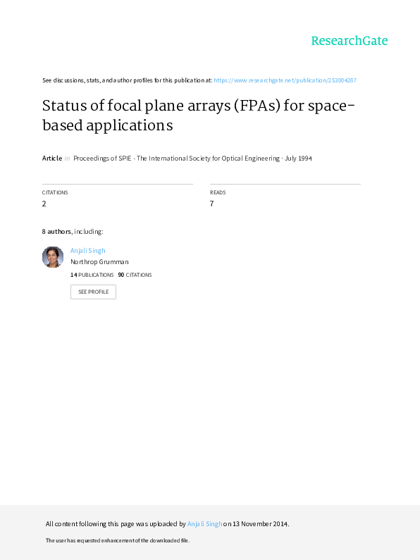 (PDF) Status of focal plane arrays (FPAs) for space-based applications