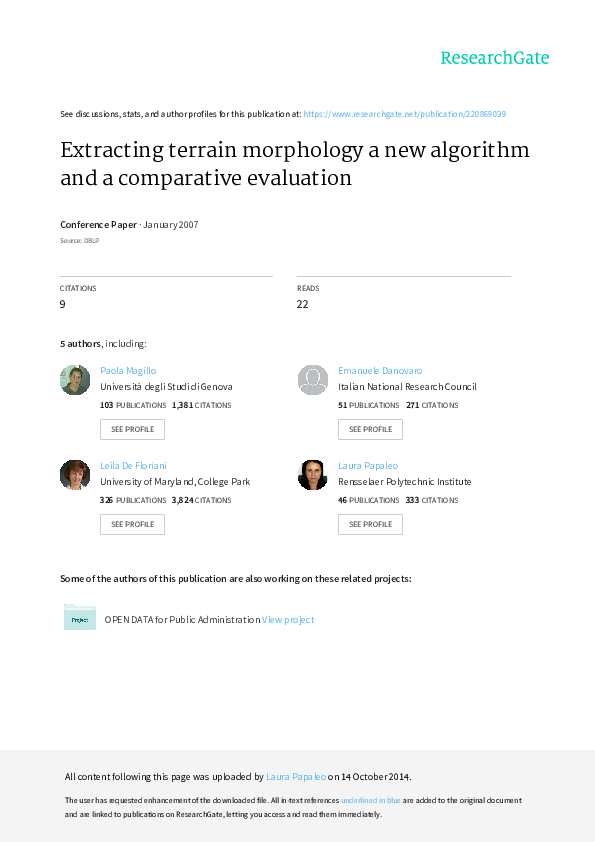 (PDF) Extracting terrain morphology - a new algorithm and a comparative ...