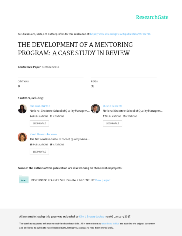 (PDF) The Development of a Mentoring Program: A Case Study in Review