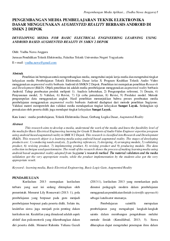 (PDF) PENGEMBANGAN MEDIA PEMBELAJARAN TEKNIK ELEKTRONIKA DASAR MENGGUNAKAN AUGMENTED REALITY ...