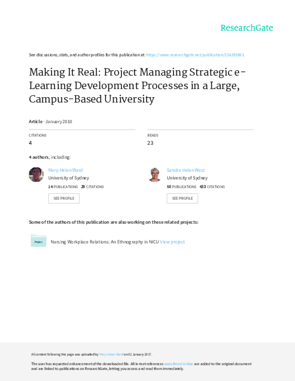 (PDF) Making It Real: Project Managing Strategic e-Learning Development ...