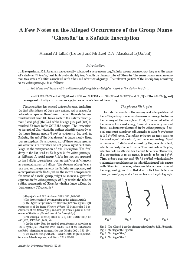 (PDF) Al-Jallad. 2016. A few notes on the alleged occurrence of the ...