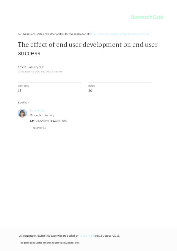 (PDF) The Effect of End User Development on End User Success