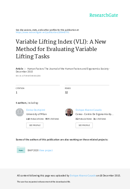 (PDF) Variable Lifting Index (VLI): A New Method for Evaluating ...