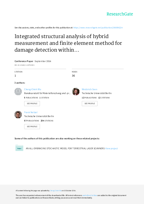 (PDF) Integrated structural analysis of hybrid measurement and finite element method for damage ...