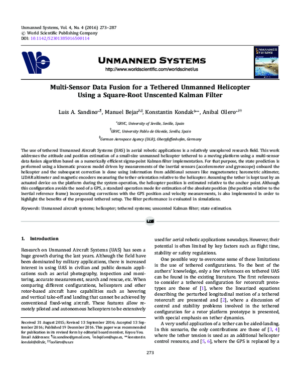 (PDF) Multi-Sensor Data Fusion for a Tethered Unmanned Helicopter Using a Square-Root Unscented ...