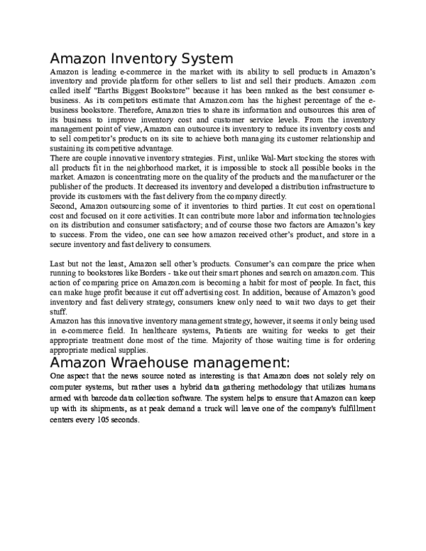 (DOC) Amazon Inventory System