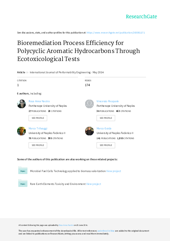 (PDF) Bioremediation Process Efficiency for Polycyclic Aromatic Hydrocarbons Through ...