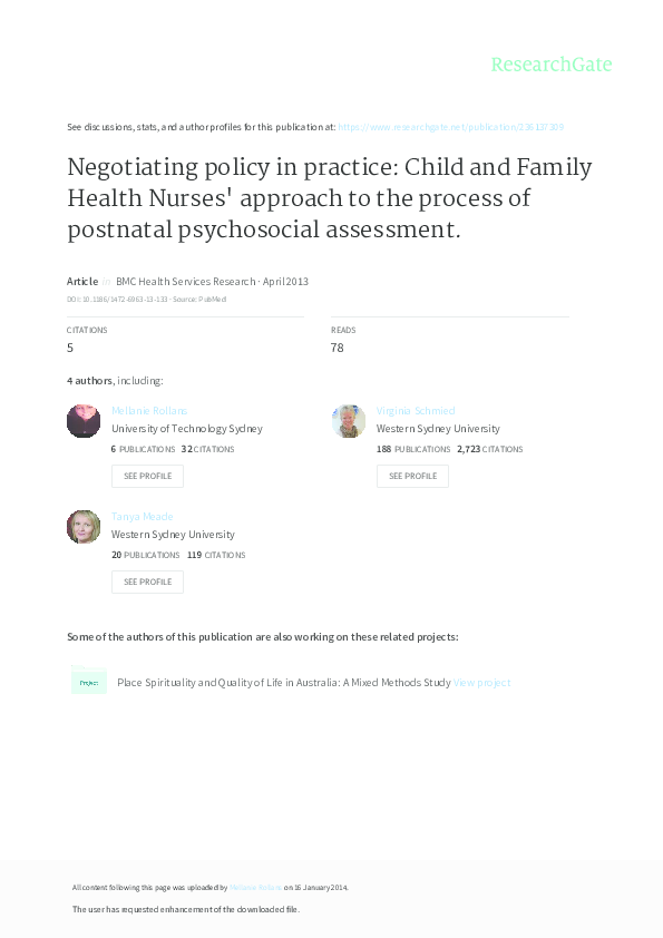 (PDF) Increasing the psychosocial focus in child developmental ...