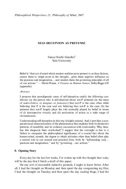 (PDF) SELF‐DECEPTION AS PRETENSE