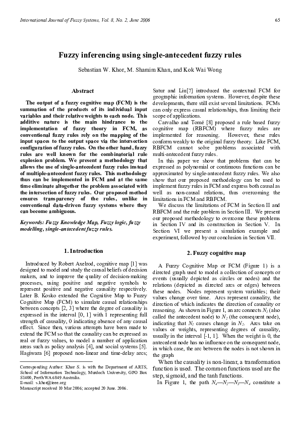 (PDF) Fuzzy Inferencing Using Single-Antecedent Fuzzy Rules