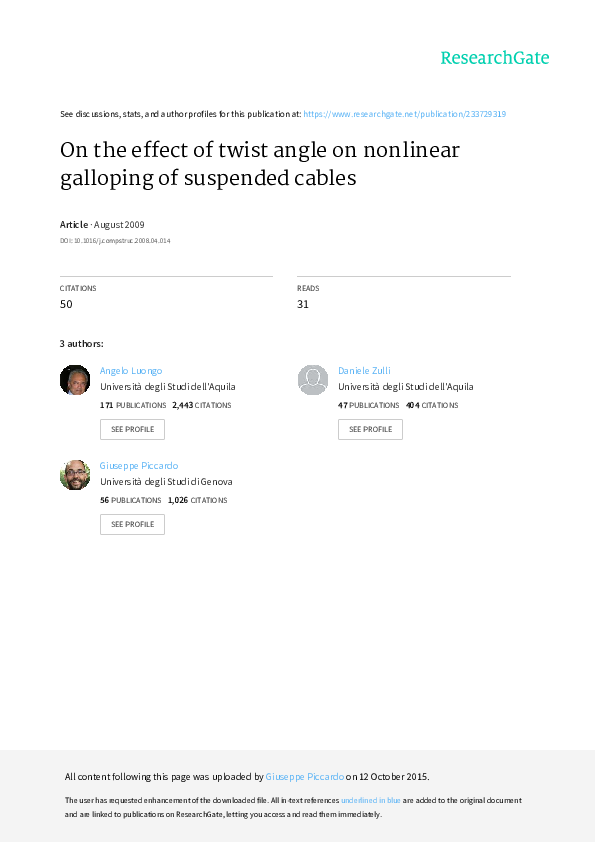 (PDF) On the effect of twist angle on nonlinear galloping of suspended ...