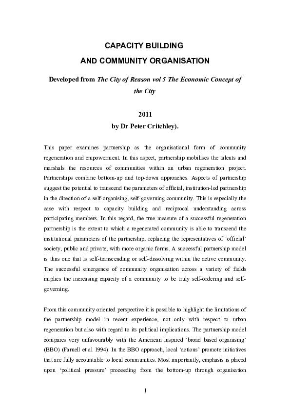 (DOC) Capacity Building and Community Organisation