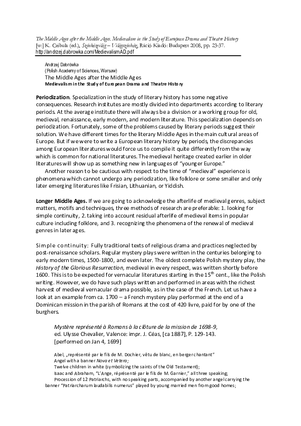 (PDF) The Middle Ages after the Middle Ages Medievalism in the Study of ...