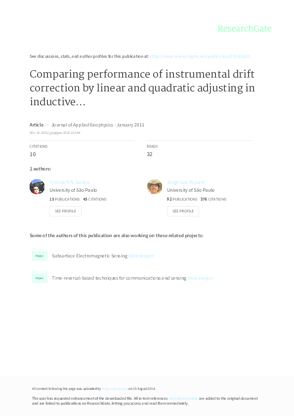 (PDF) Comparing performance of instrumental drift correction by linear ...