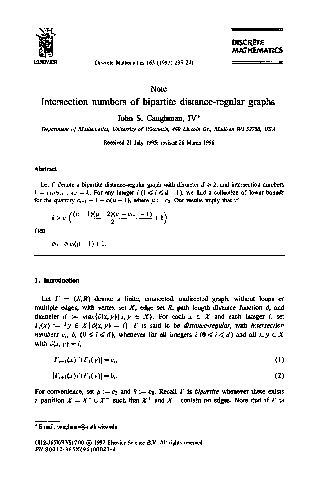 (PDF) Intersection numbers of bipartite distance-regular graphs