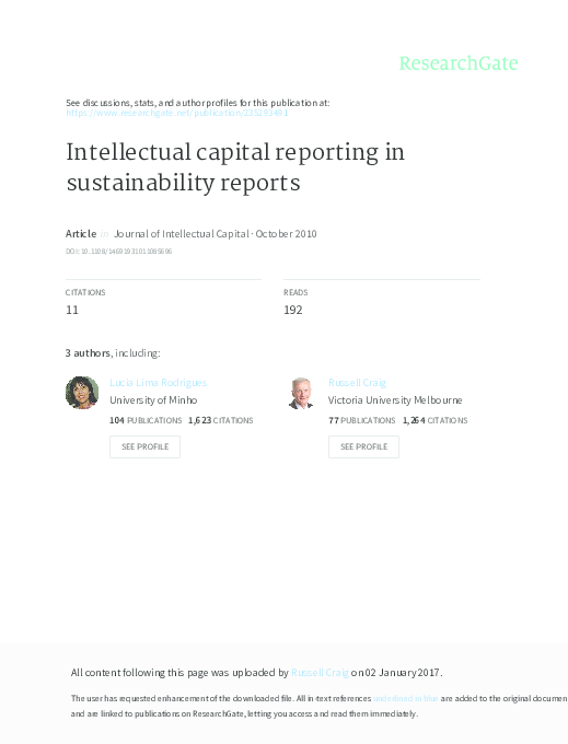 (PDF) Intellectual capital reporting in sustainability reports