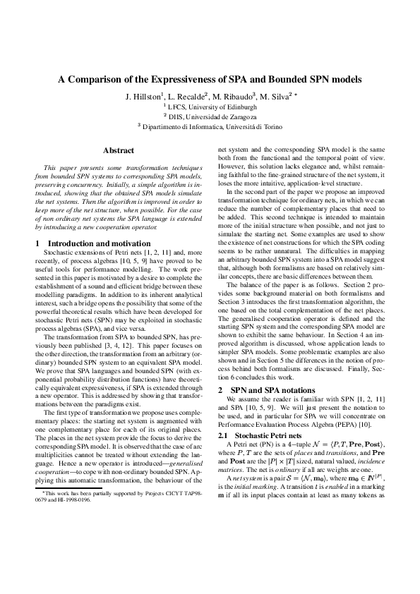 (PDF) A comparison of the expressiveness of SPA and bounded SPN models