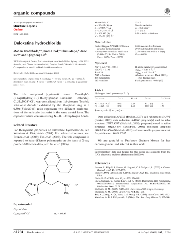 Pdf Duloxetine Hydrochloride