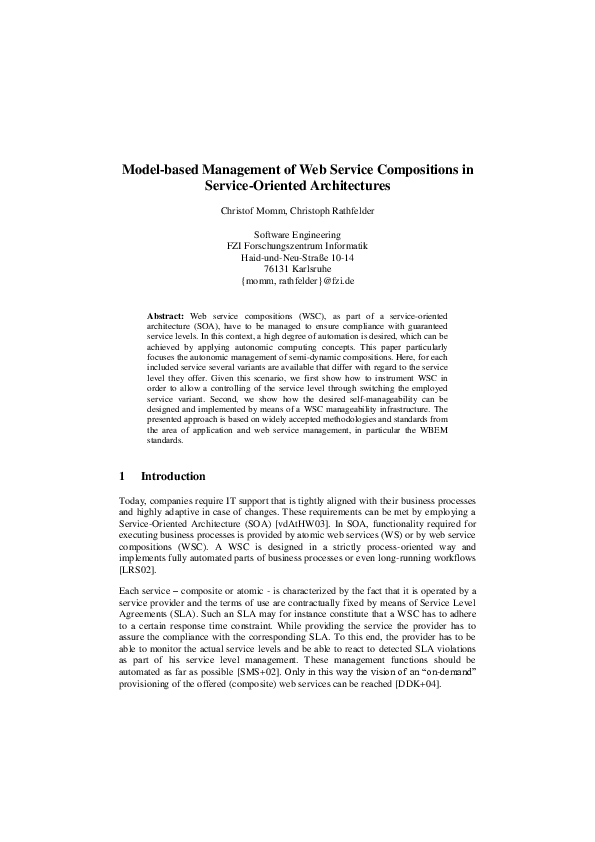 (PDF) Model-based Management of Web Service Compositions in Service ...