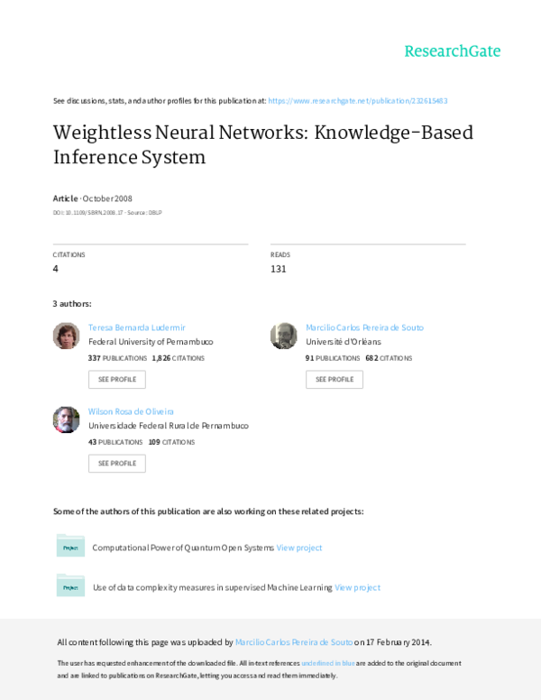 Pdf Weightless Neural Networks Knowledge Based Inference System