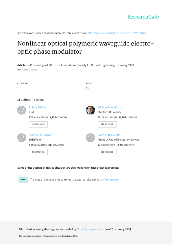 Pdf Nonlinear Optical Polymeric Waveguide Electro Optic Phase Modulator