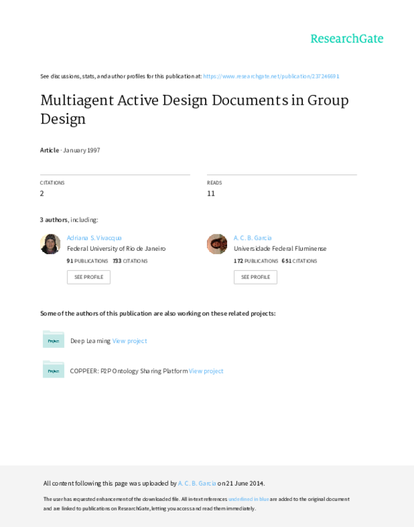 (PDF) Multiagent active design documents in group design