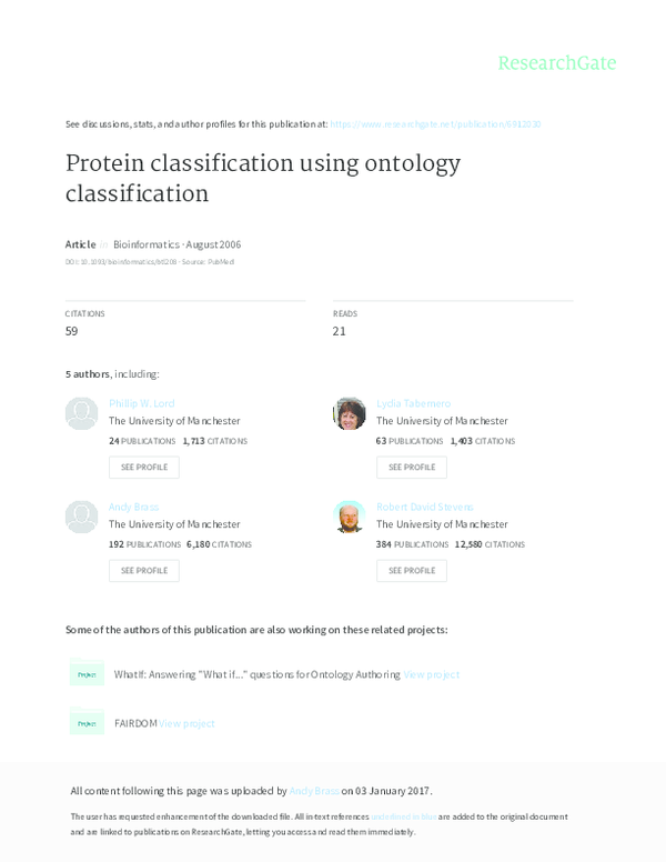 (PDF) Protein classification using ontology classification