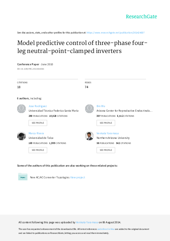 (PDF) Model Predictive Control of Three-Phase Four-Leg Neutral-Point ...