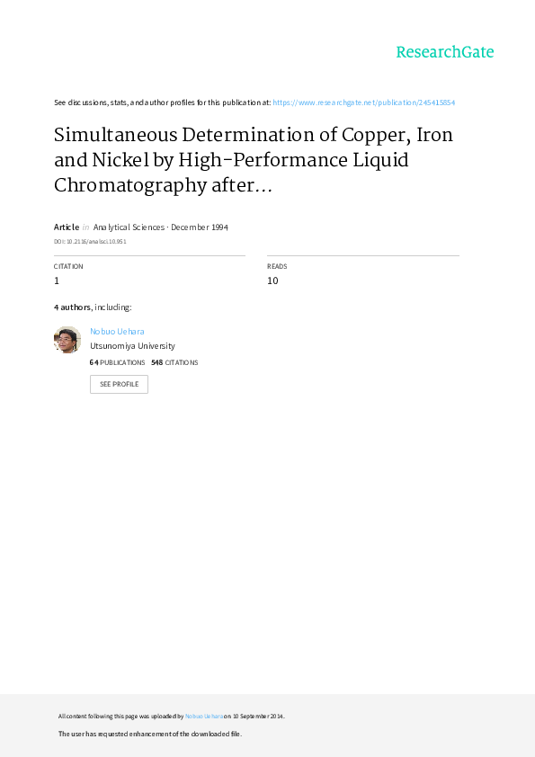 (PDF) Simultaneous Determination of Copper, Iron and Cadmium by ...