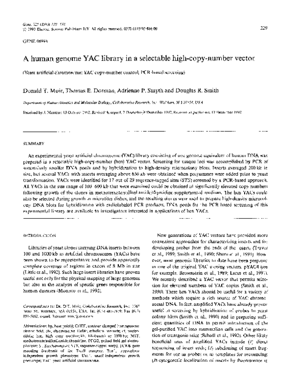 (PDF) A human genome YAC library in a selectable high-copy-number vector