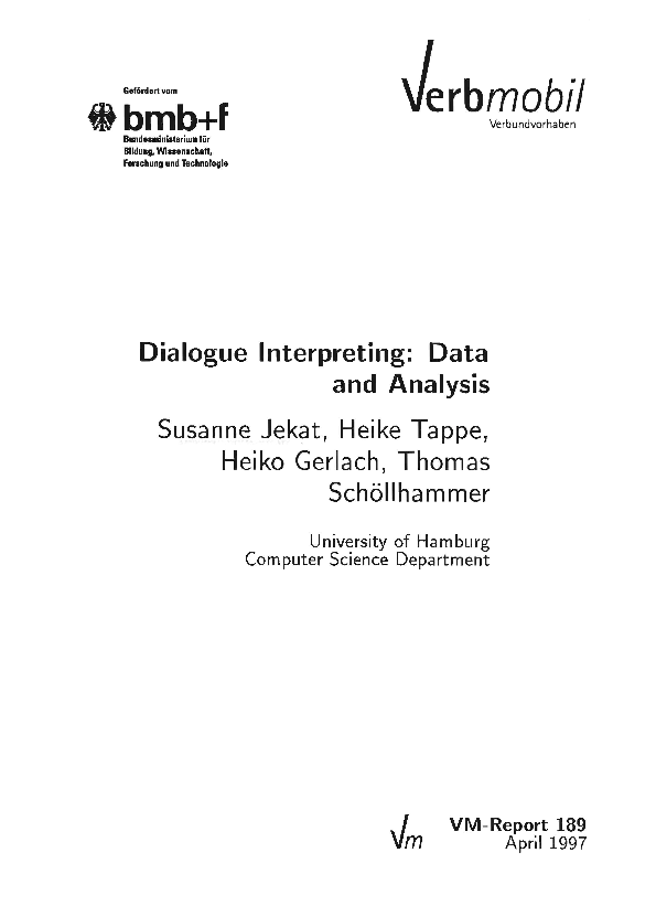 (PDF) Dialogue interpreting: Data and analysis
