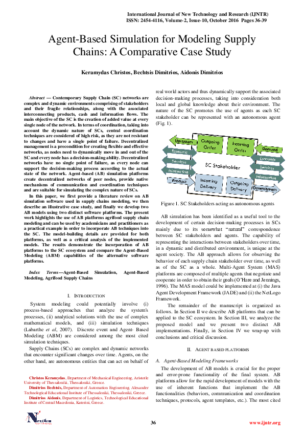 Pdf Agent Based Simulation For Modeling Supply Chains A Comparative