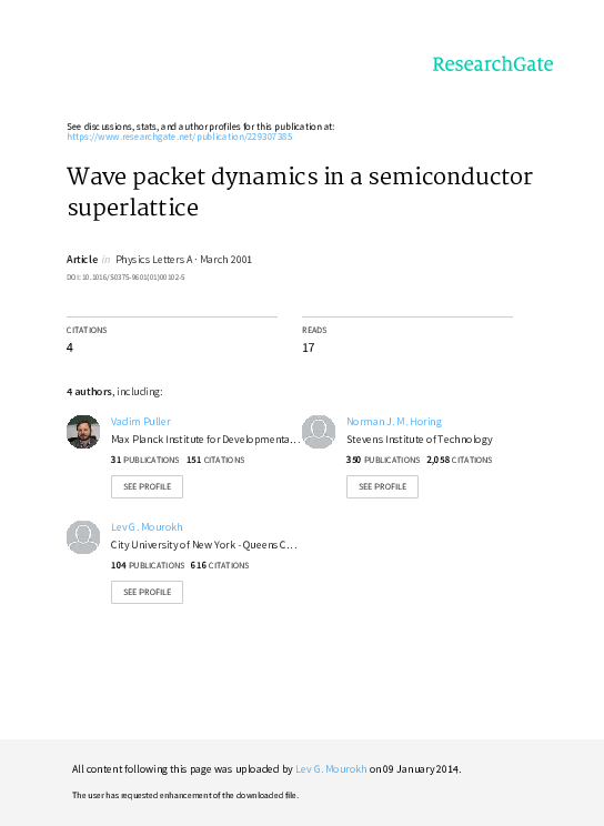 (PDF) Wave packet dynamics in a semiconductor superlattice