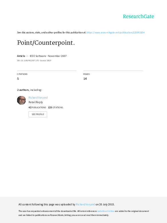 (PDF) Point/Counterpoint | Richard Veryard - Academia.edu