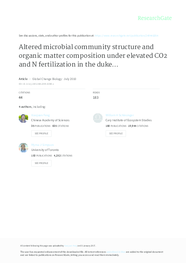 (PDF) Altered microbial community structure and organic matter ...