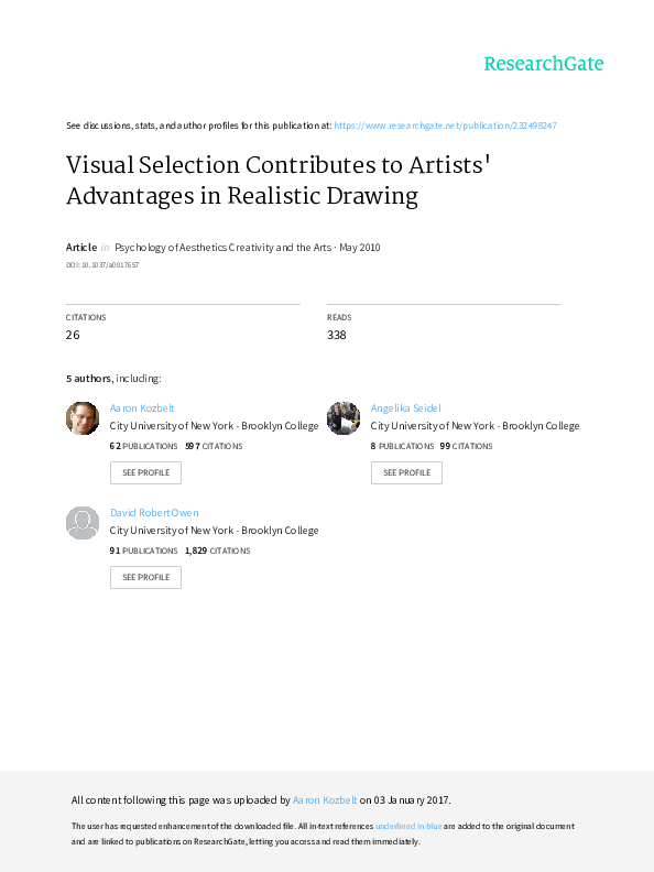 (PDF) Visual selection contributes to artists' advantages in realistic ...