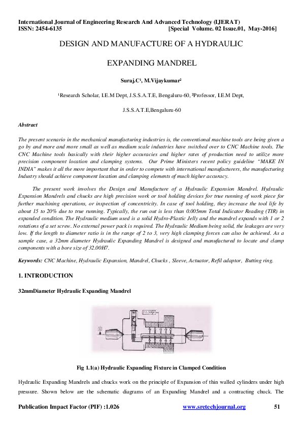 (PDF) DESIGN AND MANUFACTURE OF A HYDRAULIC EXPANDING MANDREL