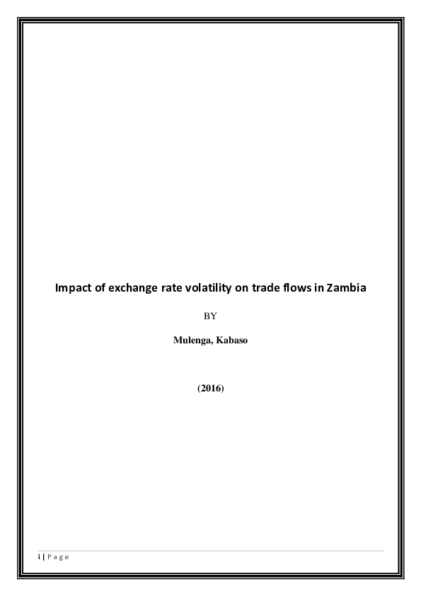 (PDF) Impact of exchange rate volatility on trade flows in Zambia