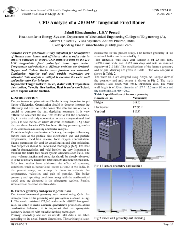 (PDF) CFD Analysis of a 210 MW Tangential Fired Boiler