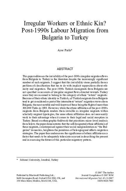 (PDF) Irregular Workers or Ethnic Kin? Post‐1990s Labour Migration from ...