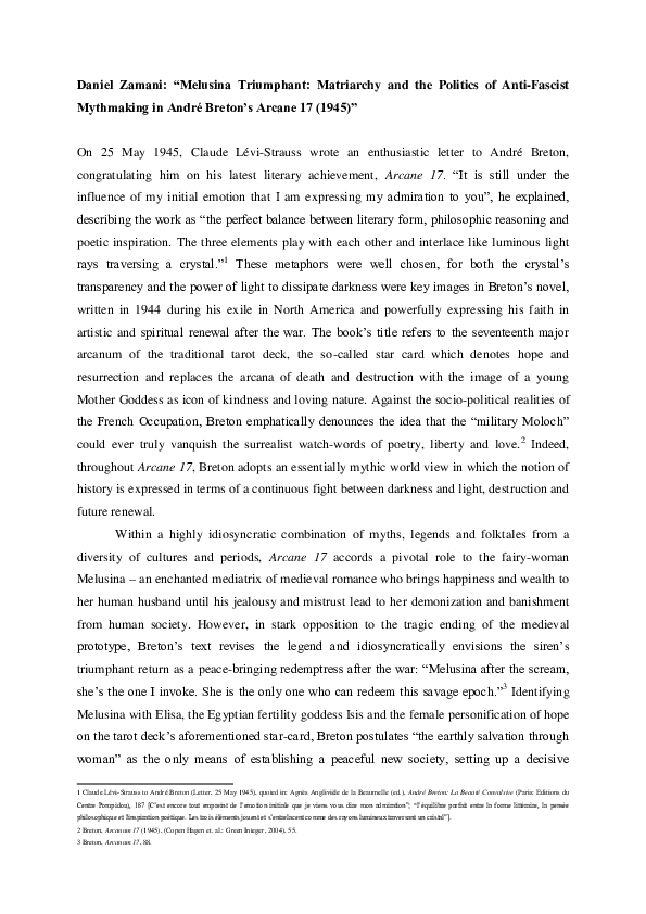 (PDF) “Melusina Triumphant: Matriarchy and the Politics of Anti-Fascist ...