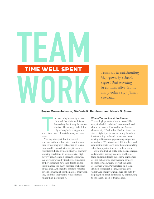 (PDF) Team Work: Time well spent | Stefanie Reinhorn and Nicole S ...